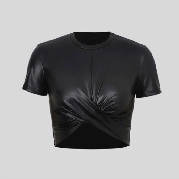 Micas | Tops | Micas New Faux Leather Crop Top Black Size S | Poshmark